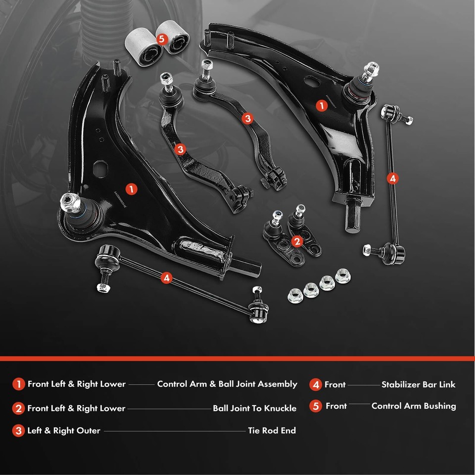 10x Control Arm & Stabilizer Bar Link & Ball Joint & Tie Rod End for ...