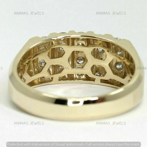 Men's 2.45 Ct Round Lab Created Diamond Wedding Band Ring 14k Yellow ...