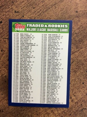 2003 Topps Traded & Rookies checklist #2 nm | eBay