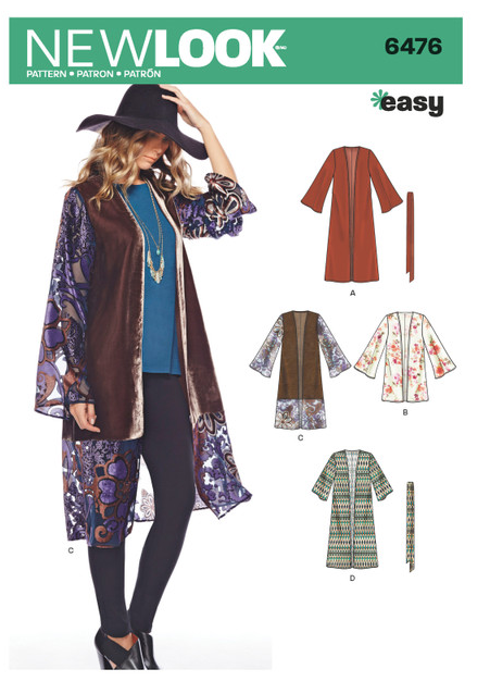 New Look Pattern 6476 Womens Uncut Kimono Robe Slip On Cover Up 8-18 | eBay