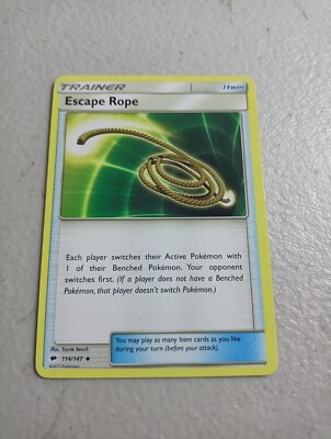 2017 Pokemon TCG Escape Rope 114/147 Uncommon Burning Shadows Trainer ...