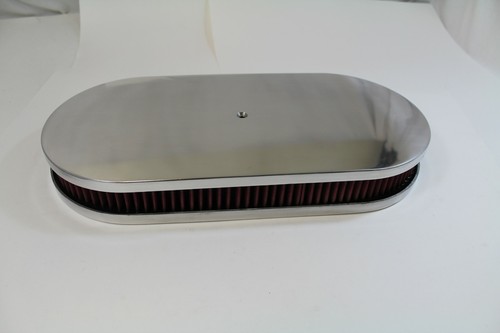 19" Alum Oval Air Cleaner Washable Filter Dual Quad Kit 4 barrel Carb 5 ...