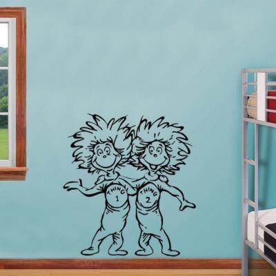 THING 1 THING 2 WALL STICKER Decal Home Decor Art Stencil Silhouette ...