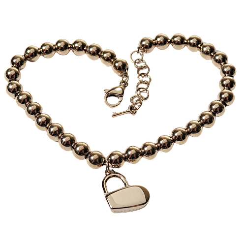 New HUGO BOSS Women's Beads Collection Heart Lock Key Bracelet in Rose ...
