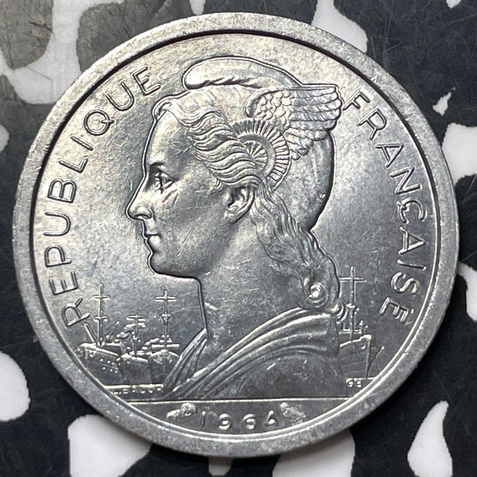 1964 Reunion 1 Franc (9 Available) (1 Coin Only) High Grade! Beautiful ...