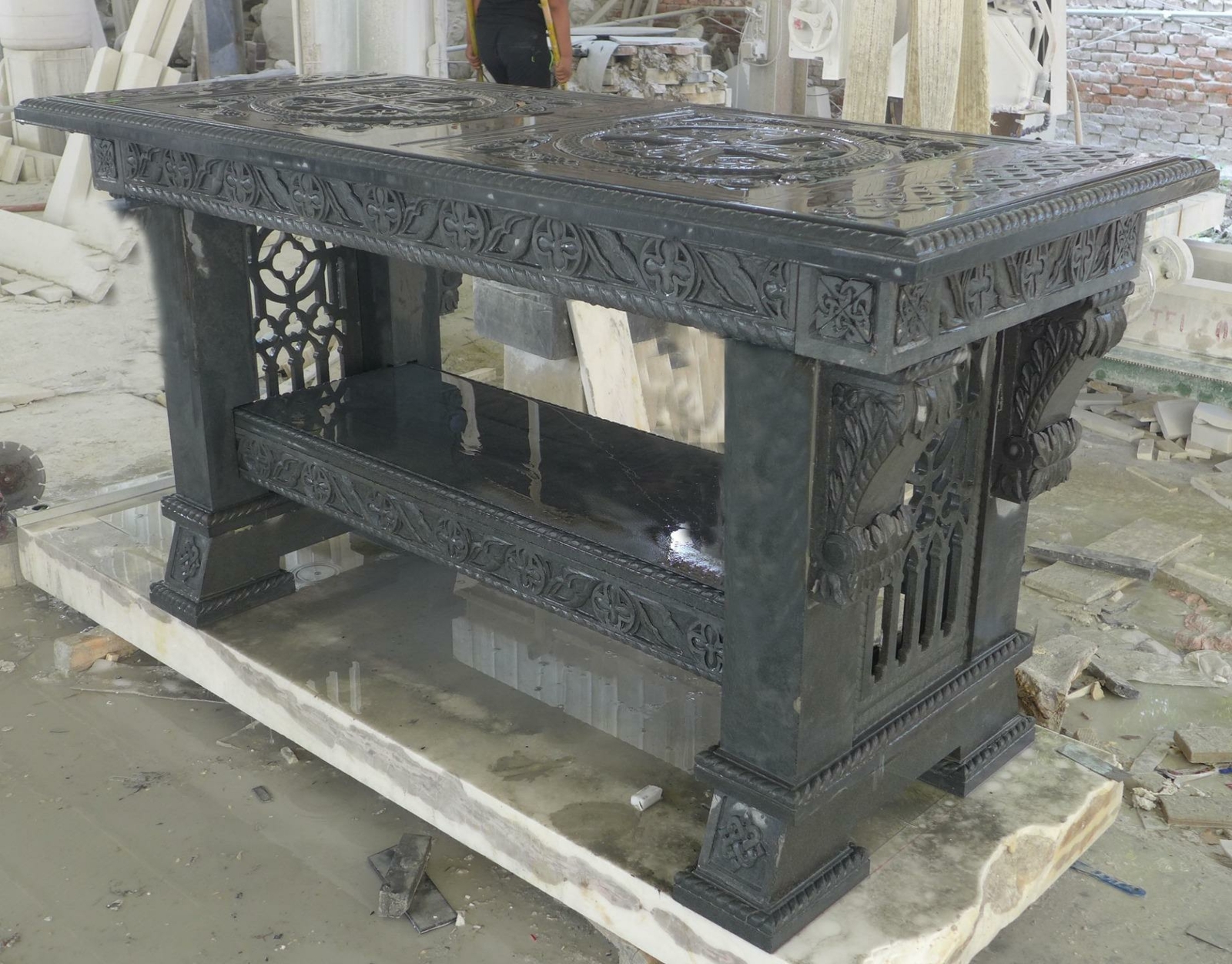 HAND CARVED MARBLE GOTHIC INTRICATE CARVED TABLE - GMT5 | eBay