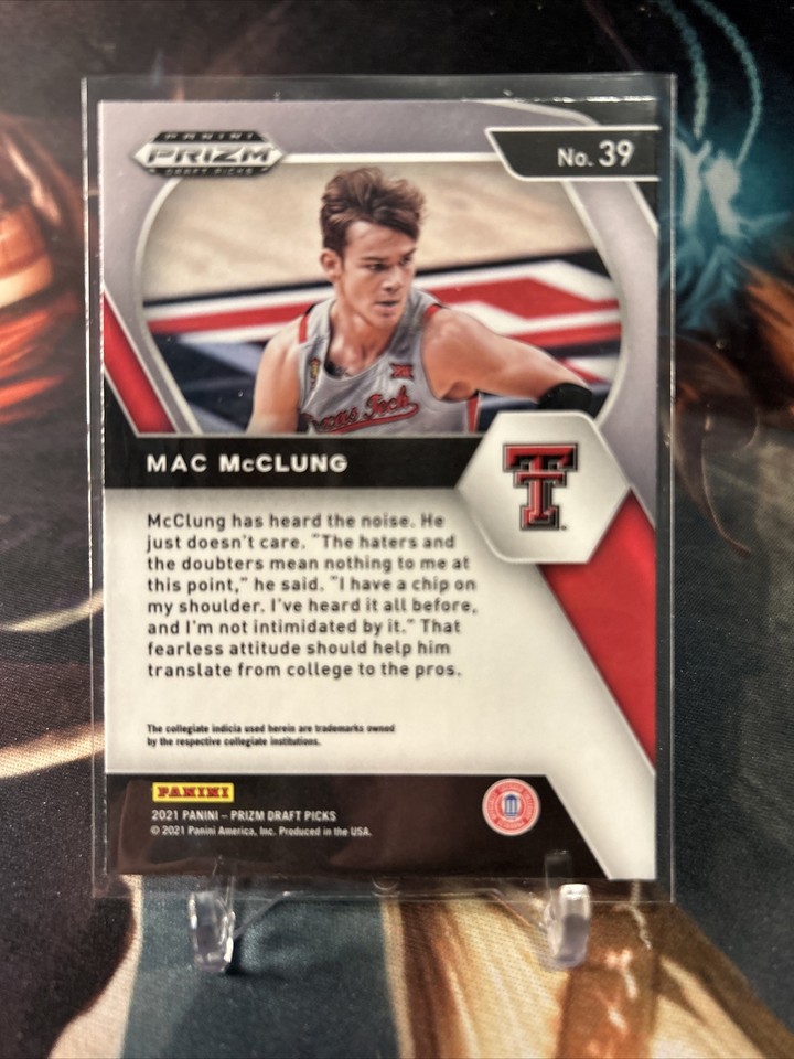 2021-22 Panini Prizm Draft Picks Mac McClung Rookie Texas Tech Red ...