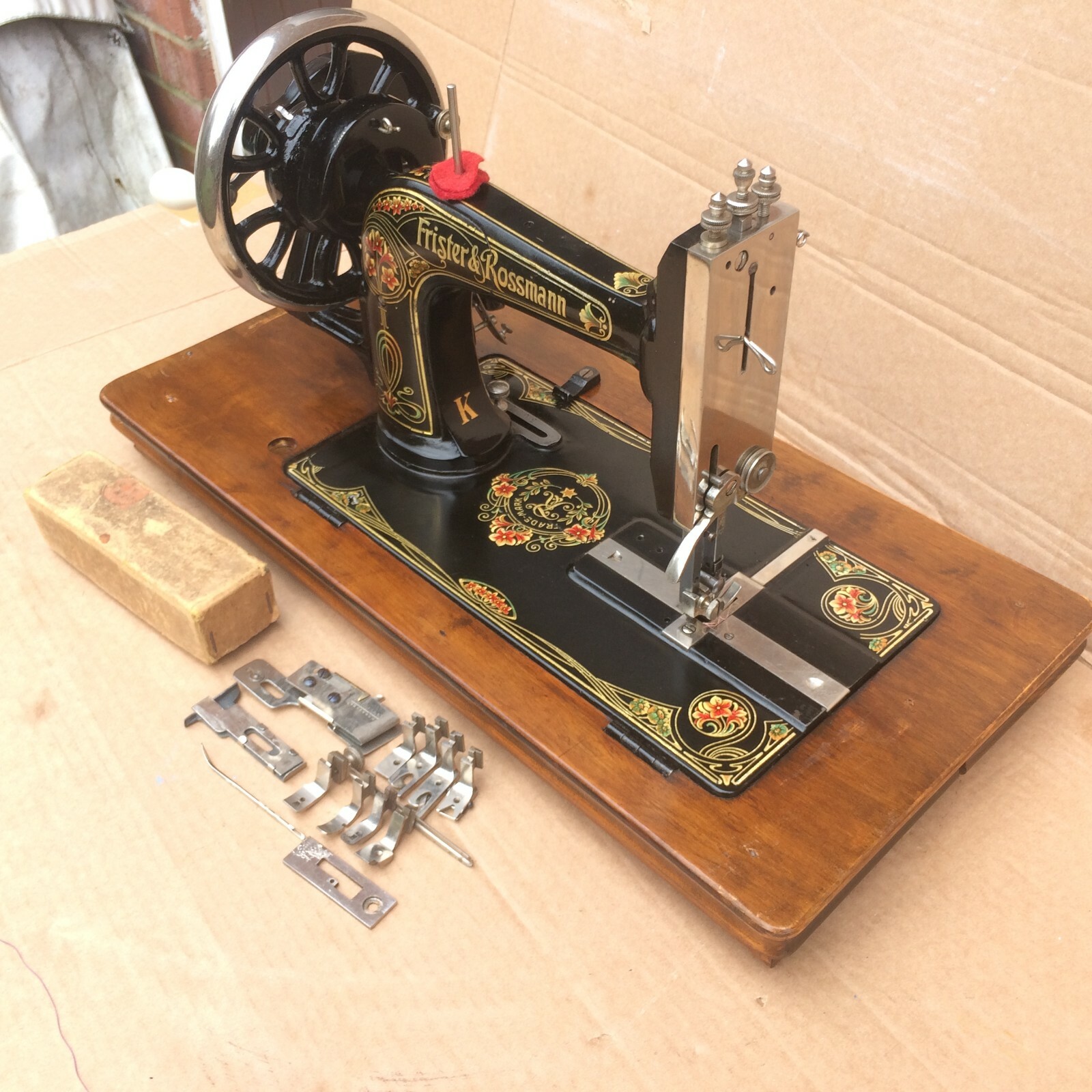 Beautiful Antique Frister & Rossman Handcrank Transverse Shuttle Sewing ...