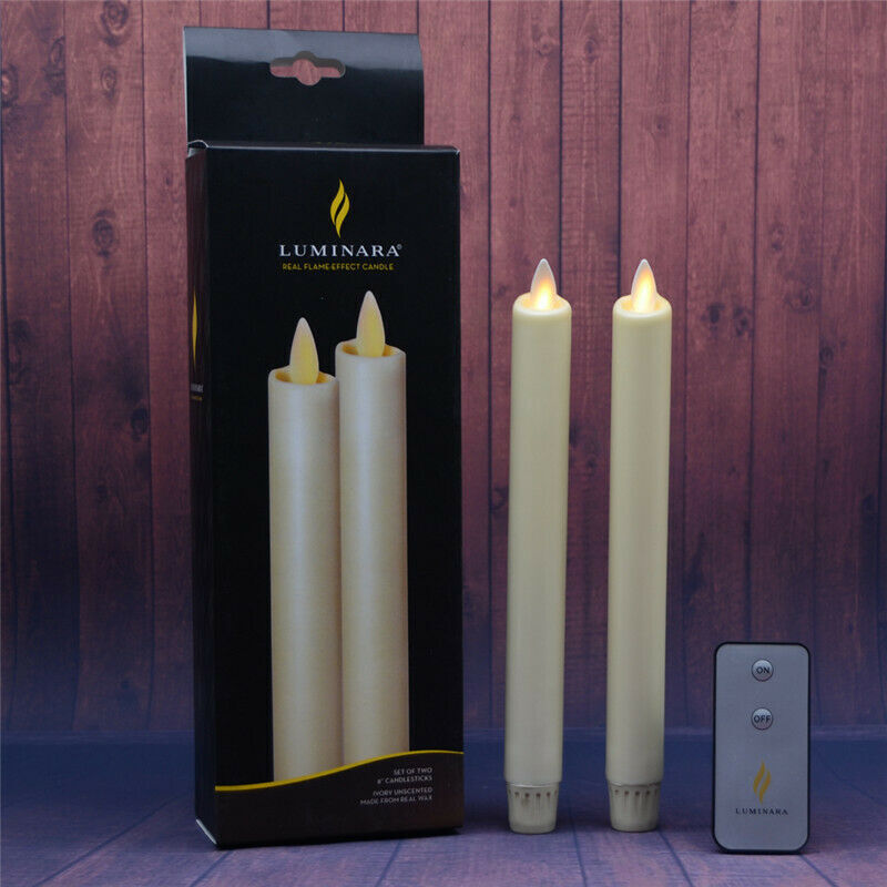 Luminara Flameless LED Taper Candles Set of 2 4 6 8 Moving Wick Wax ...