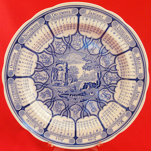 SPODE CALENDAR PLATE 1996 "BLUE ITALIAN" Blue Room Collection 10.5" NEW ...
