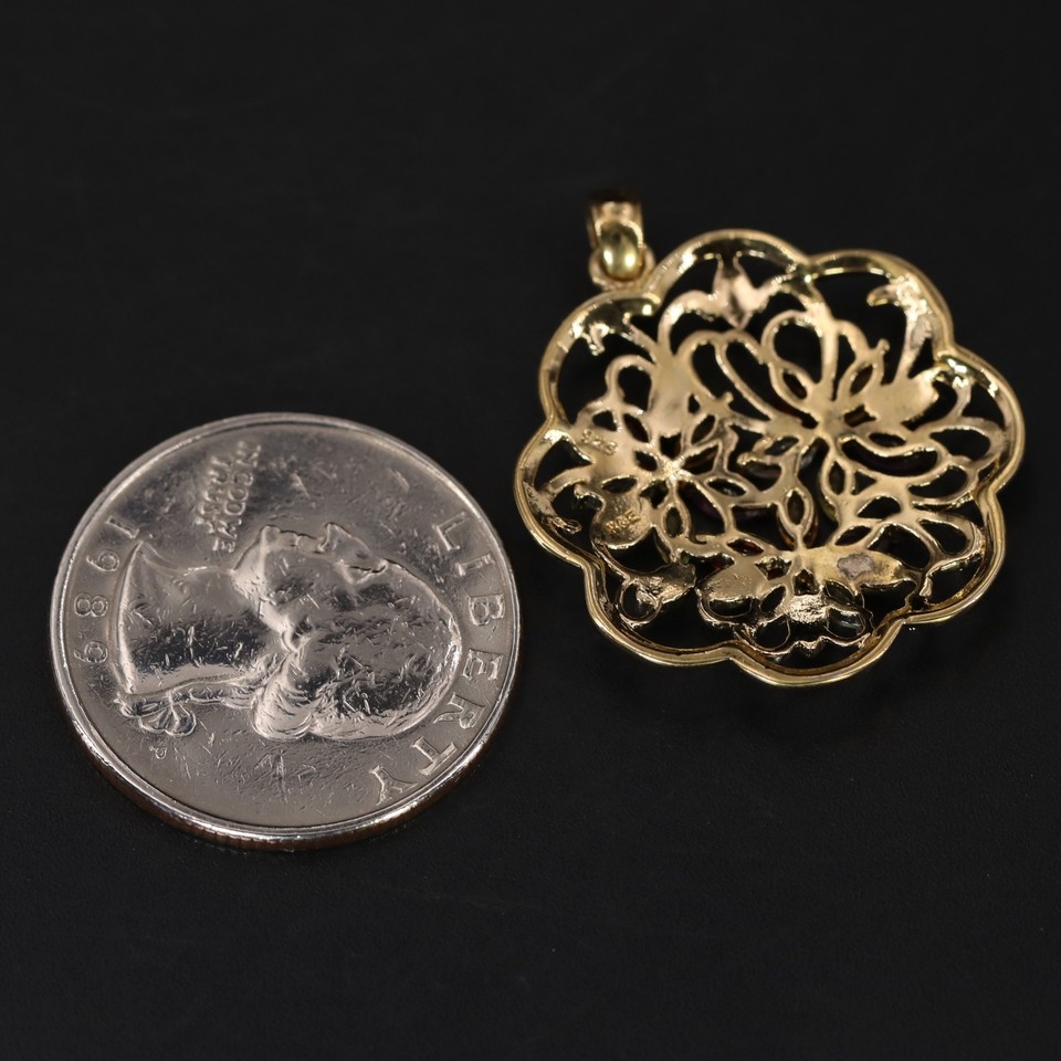 Sterling Silver ROBERT SEEMAN Amethyst Garnet Flower Gold Necklace ...