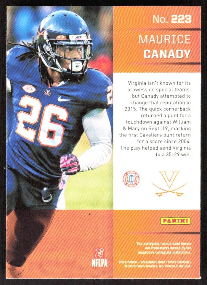 2016 5040D Panini Prizm Collegiate Draft Picks Maurice Canady Rookie ...