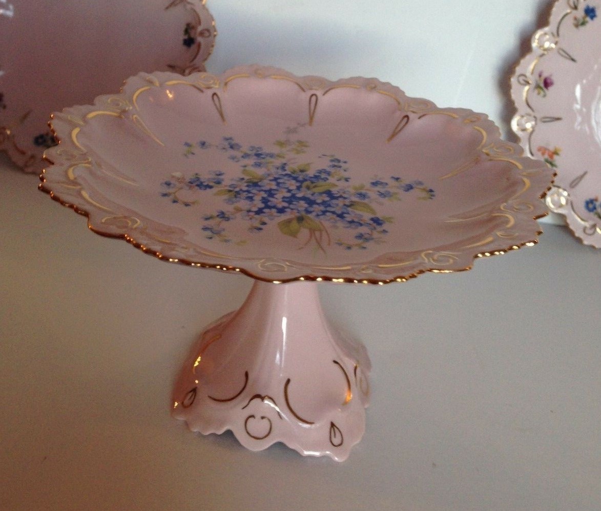9PCS NEW Vintage H&C Czechoslovakia Hand Painted Rosa Pink Tea Cups Tea ...