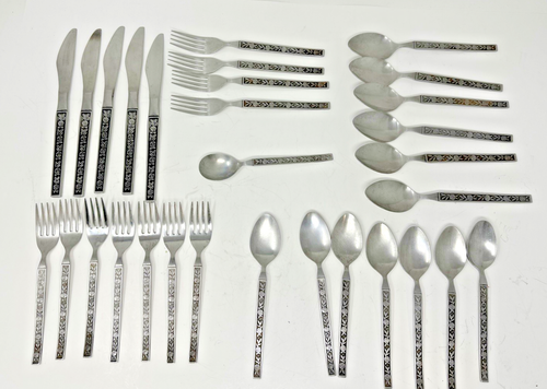 Vintage Interpur Stainless Flatware Mexicali Rose 30 Pieces JAPAN | eBay