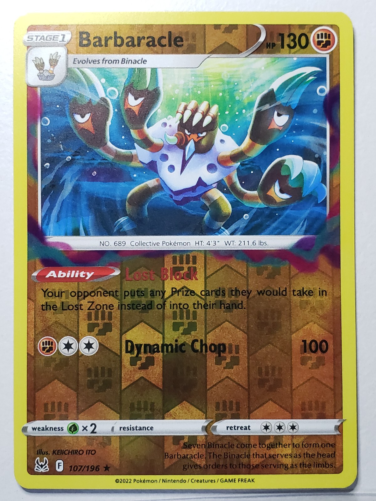 REVERSE HOLO Barbaracle 107/196 NM / M RARE Lost Origin Pokemon Card $2 ...