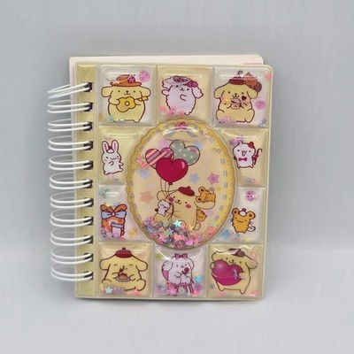 Sanrio Pompompurin Shaker Cover Mini Spiral Notebook Stickers Kawaii ...