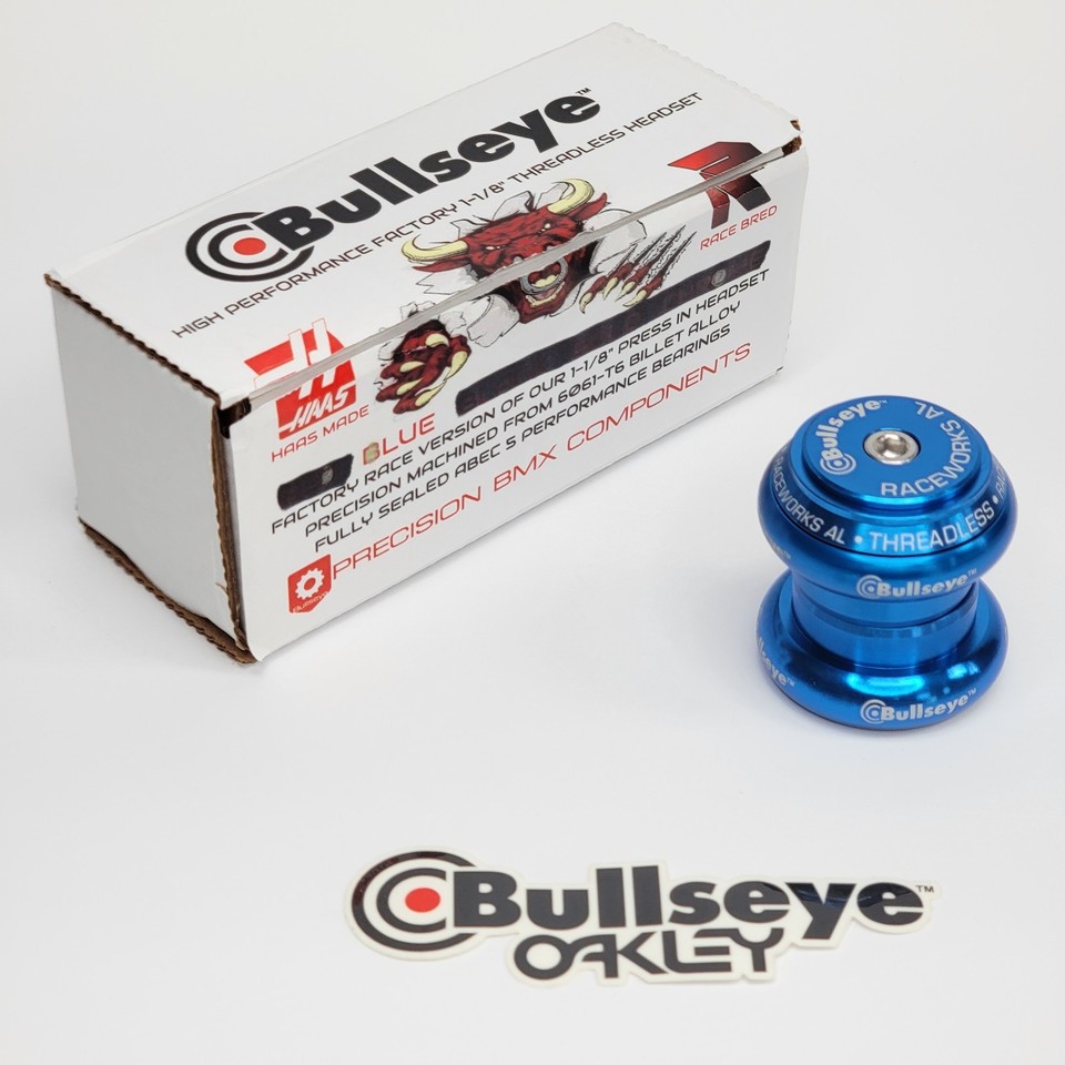 NEW - BULLSEYE BMX 1 1/8" RACEWORKS PRESS IN HEADSET - ANODIZED BLUE ...
