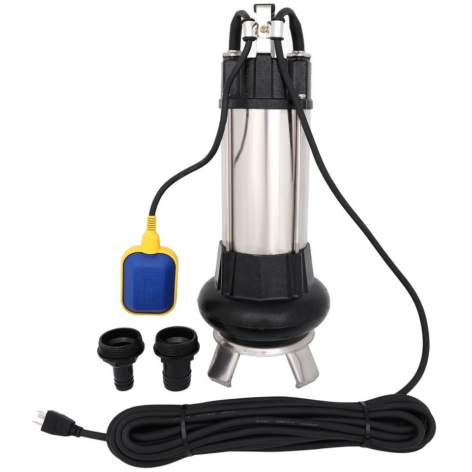 6340GPH 1.5HP Sump Pump Industrial Sewage Cutter Grinder Cast iron ...