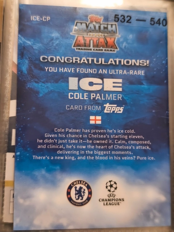 Cole Palmer ICE COLD Card # ICE-CP - Topps Match Attax 2025/2026 25/26 ...