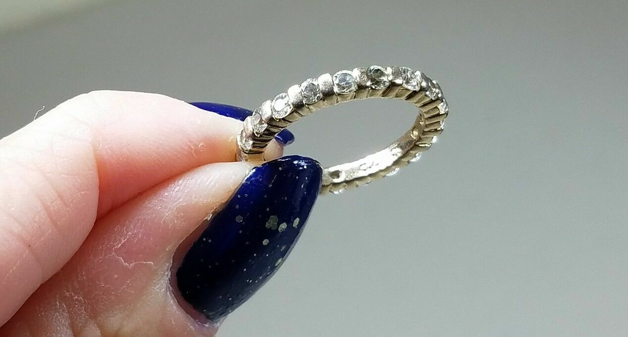 Stunning Gold over Sterling Silver 925 Gold CZ Band R… - Gem