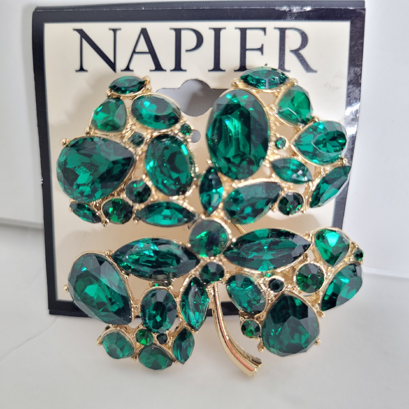 Napier Brooch Pin Shamrock St Patricks Day Good Luck Green Gold Tone ...