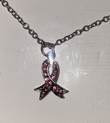 Pink Ribbon Cancer Survivor Charm Pendant Silver Finish Chain - NWT ...
