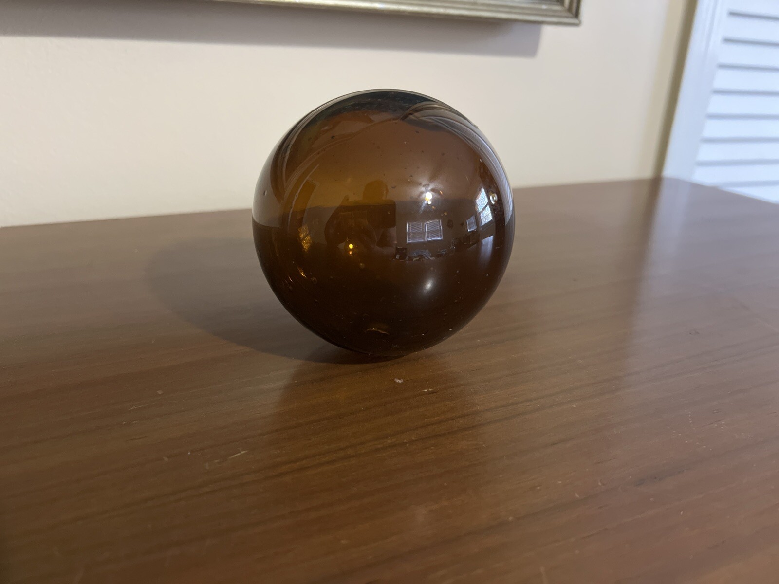 Hand Blown Mid-century American Amber Glass Ball Sphere | eBay