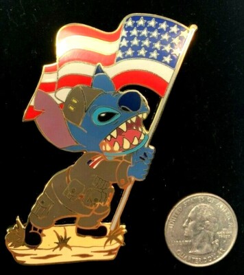 Disney Auctions Stitch Memorial Day Jumbo LE 100 Pin from 2005 Military ...