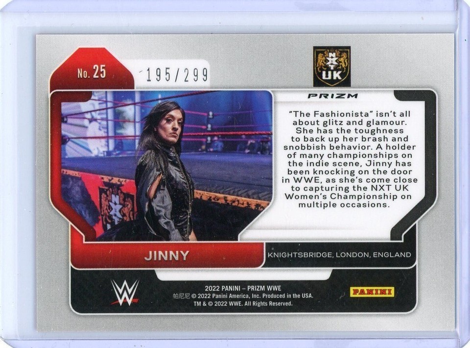 2022 PANINI PRIZM WWE JINNY RED PRIZM # 195/299 | eBay