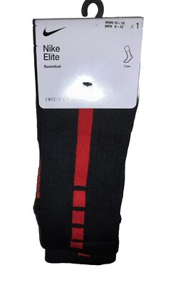 Nike Elite Basketball Crew Socks 1 Pair Men 8-12 W 10-13 Black Red w ...
