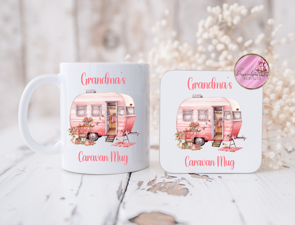 Personalised Caravan Mugs Cup & Coaster Coffee Tea Mug Gift Set Gift ...