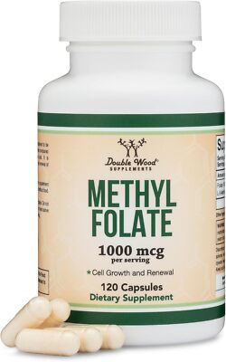 Methylfolate 1,000Mcg, 120 Capsules (Third Party Tested Methyl Folate ...