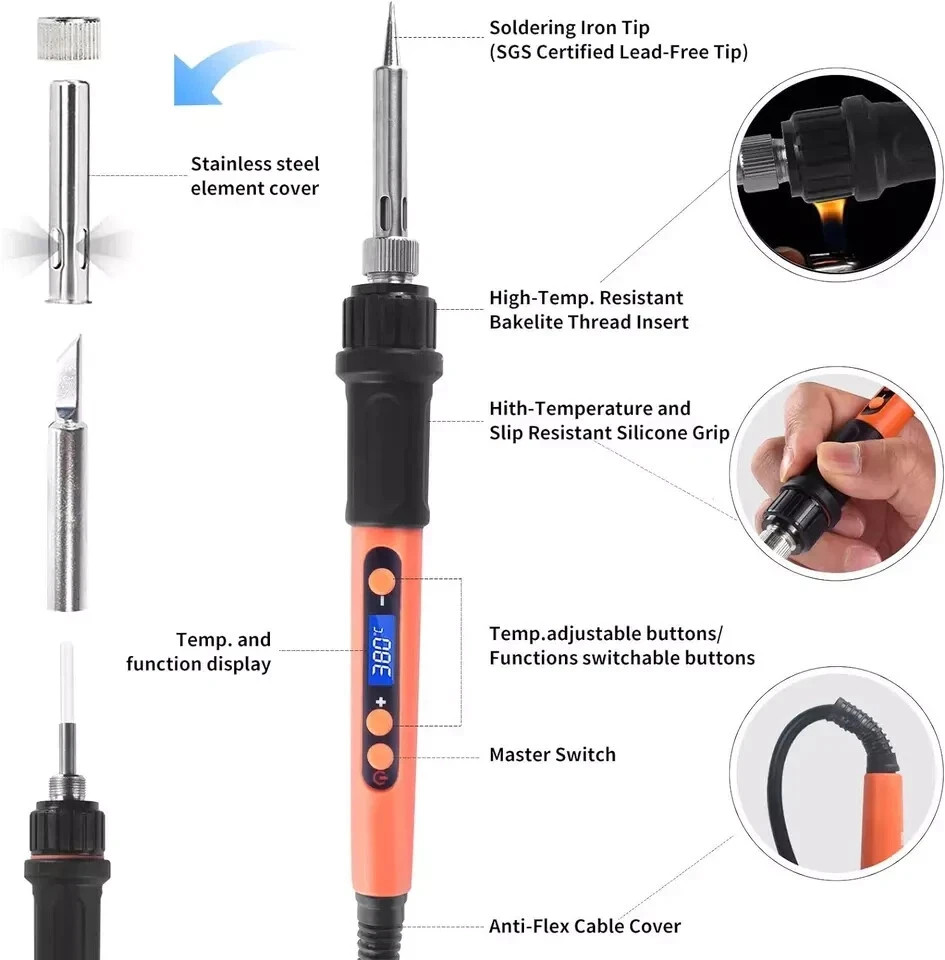 Soldering Iron Kit 100W LCD Digital Soldering Gun Portable Solder Iron ...