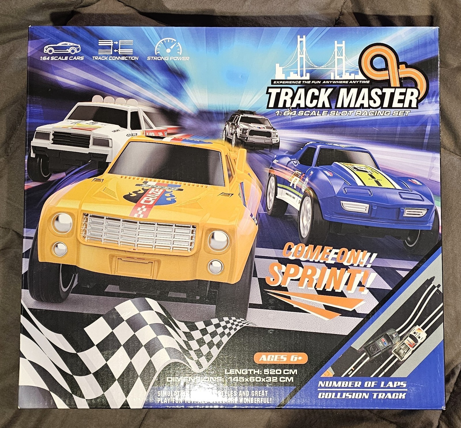 Track Master 1:64 Scale Slot Car Racing Set Four Cars Complete Set New ...