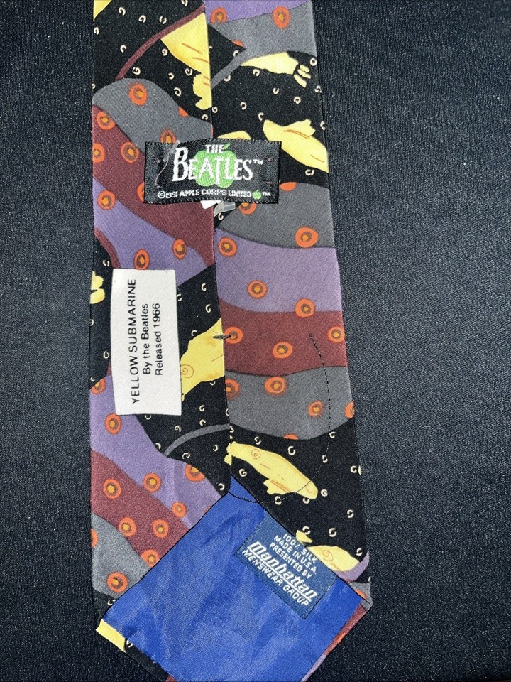 Vintage 1991 The Beatles Apple "Yellow Submarine" Silk Tie, Made in USA ...