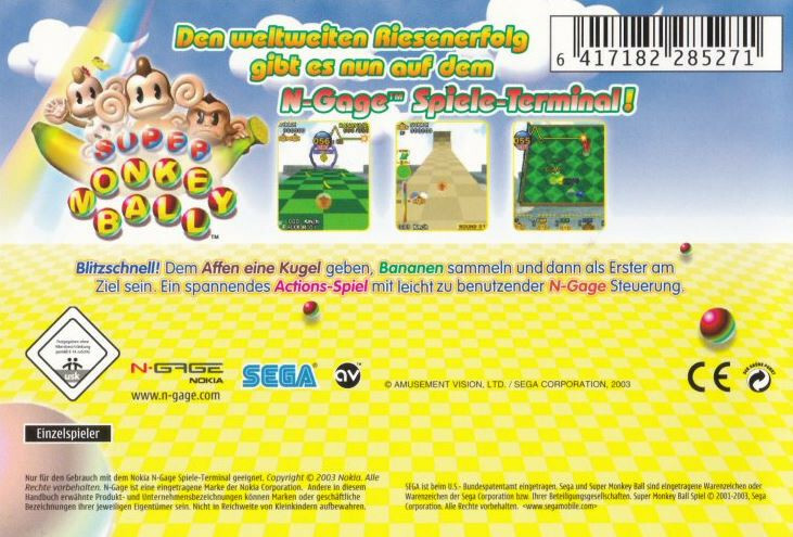 Nokia N-Gage Game - Super Monkey Ball (with OVP) | eBay