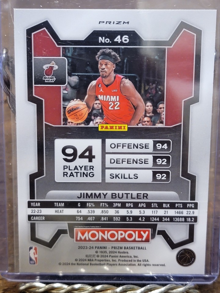 Jimmy Butler 2023-24 Panini Prizm Monopoly Purple Wave #46 Miami Heat ...