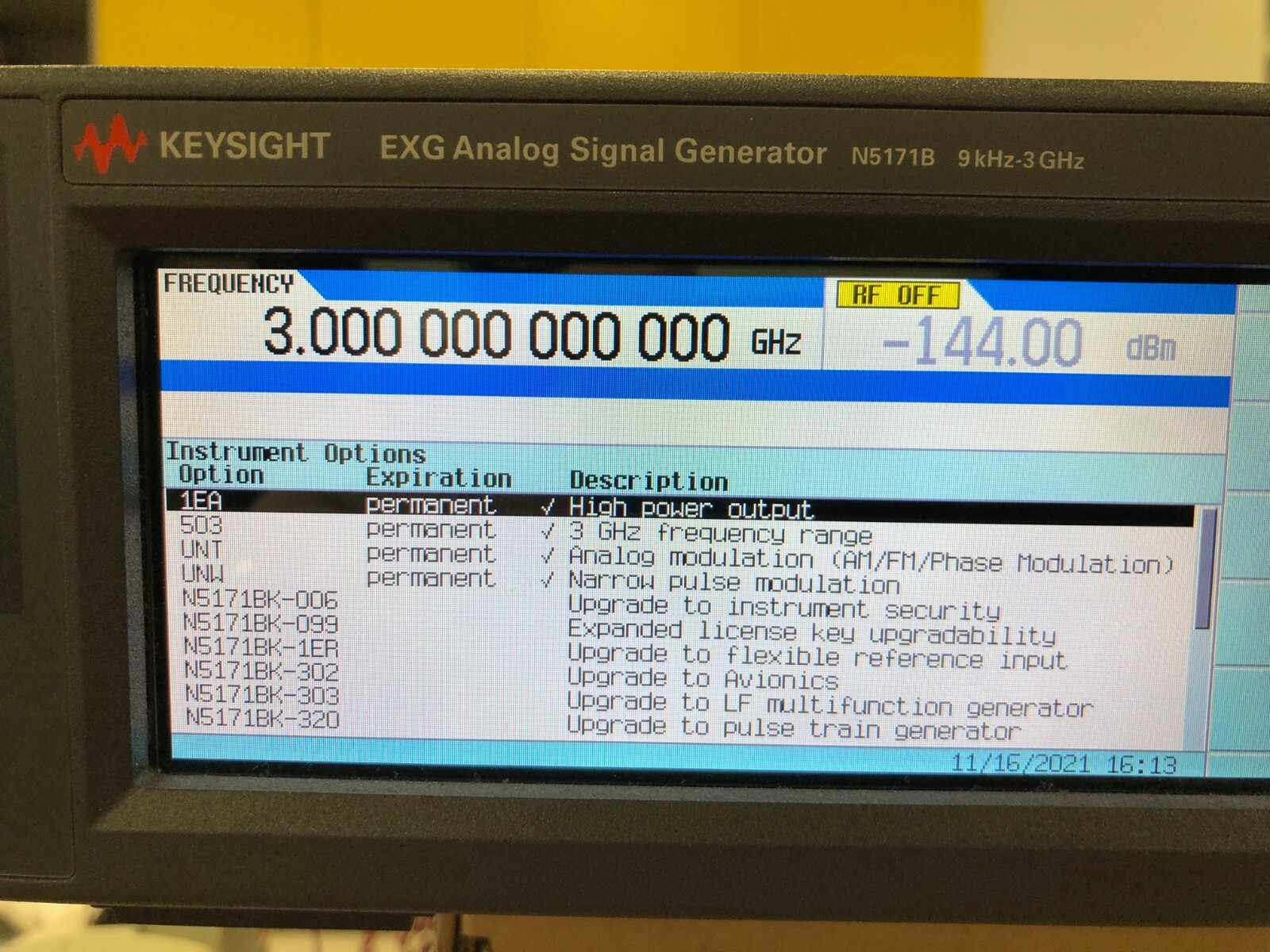 Keysight N5171B EXG X-Series RF Analog Signal Generator 9kHz-3GHz 1EA ...