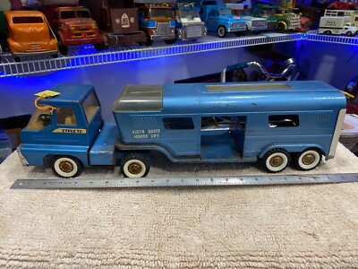 STRUCTO Vintage 1960's Blue Pressed Steel Vista Dome Horse Van Truck ...