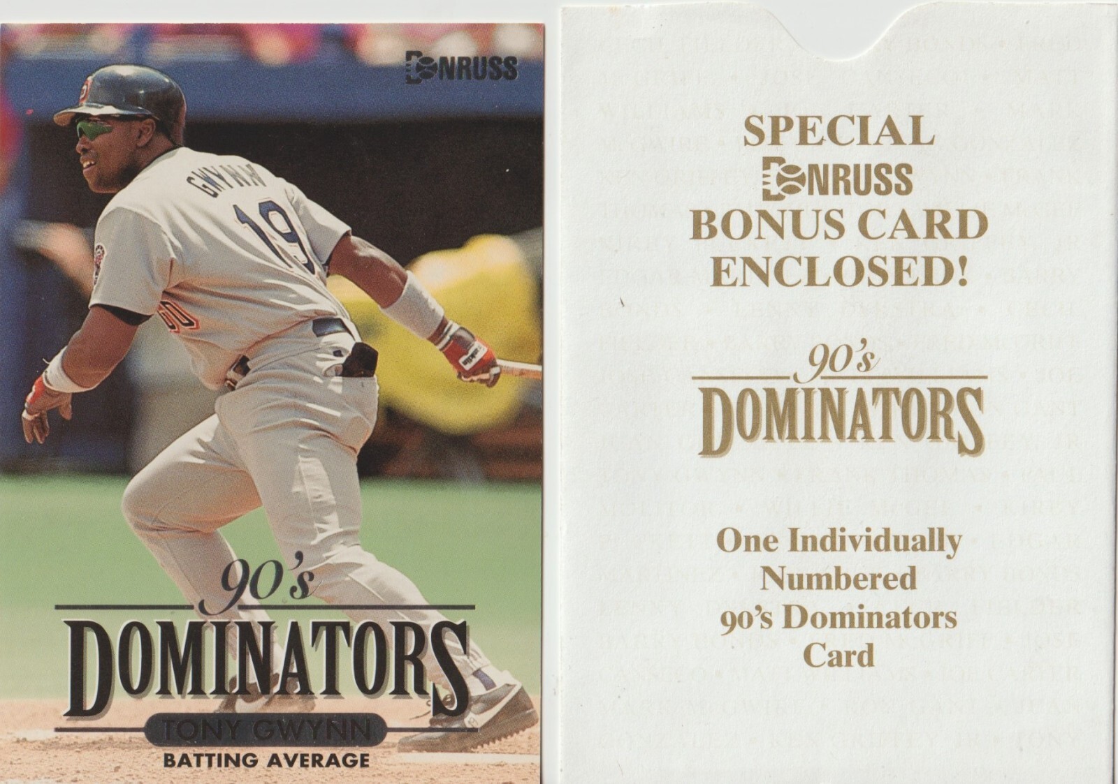 TONY GWYNN: 1993 DONRUSS DOMINATORS BASEBALL INSERT CARD # 1 | eBay