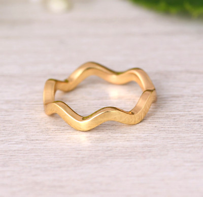18k gold plated wave band ring for bridesmaid birthstone promise Ring ...