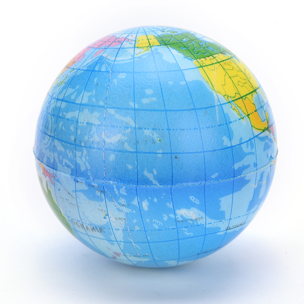 Earth Globe Stress Relief Bouncy Foam Ball Kids World Atlas Geography ...