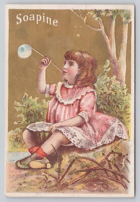 Victorian Trade Card, Soapine Kendall Manufacturing. Girl Blowing ...