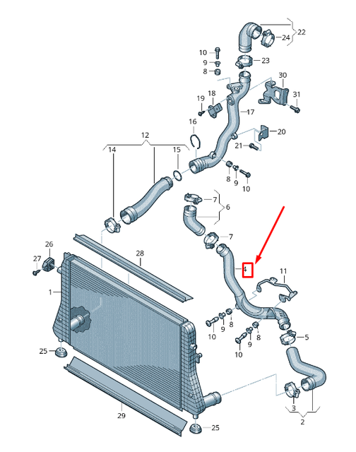 VW PASSAT B7 Touring Petrol 1.4 Intercooler Air Pressure Pipe 1T0145840 ...