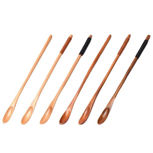 Stir Spoon Dessert Milk Tea Spoon Wooden Spoon 23cm Long Handle эх D5T1 ...