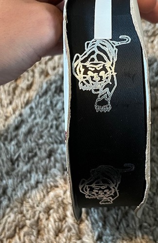 Lion Ribbon Company Inc. Ribbon 100 Yards New Black Silver Tiger Print ...