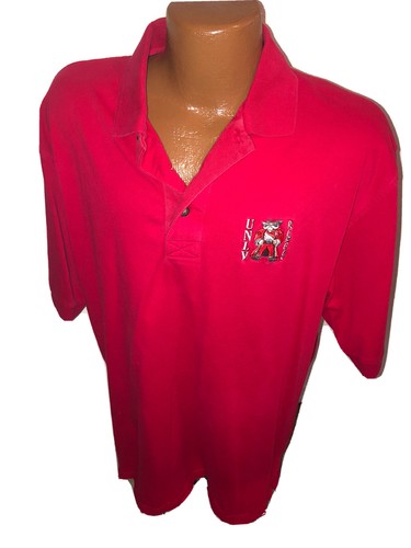 Vintage UNLV Runnin Rebels Hey Reb Red Embroidered Polo Golf Shirt Mens ...
