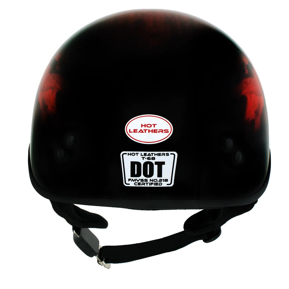 Hot Leathers 1018 DOT Approved 'Red Flame' Motorcycle Skull Cap Half ...