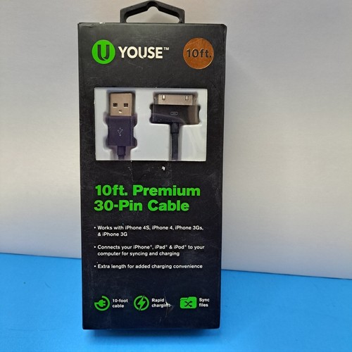 Youse 30-Pin Charger Cable 10ft iPhone 4 4S 3GS iPad iPod Sync Cord ...