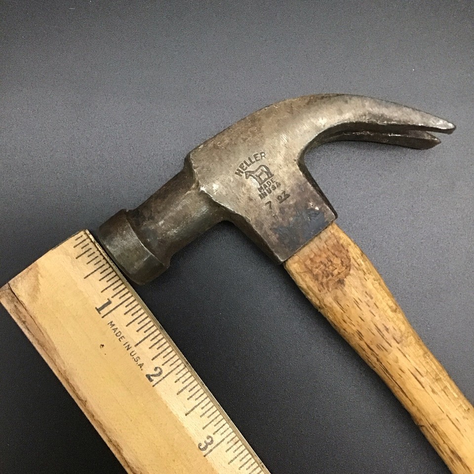 Vintage Heller #2 1/2 Carpenters Bell Face Adze Eye Hammer 7 oz ...